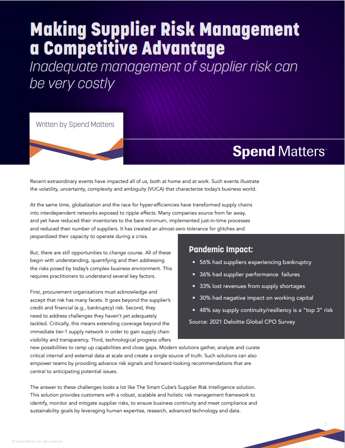 Making Supplier Risk Management a Competitive Advantage | Report